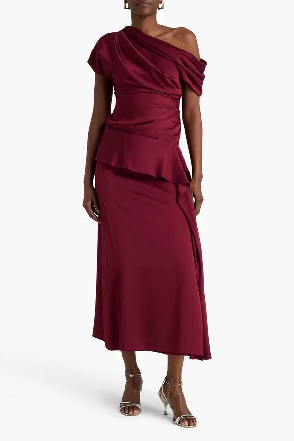Simkhai Phoebe One-shoulder Cady Top - Claret