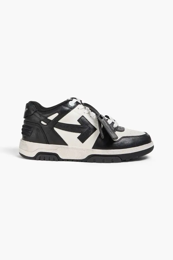 Off-White Out Of Office Distressed Leather Sneakers - Black