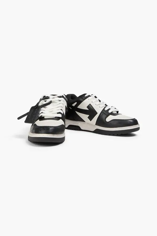 Off-White Out Of Office Distressed Leather Sneakers - Black