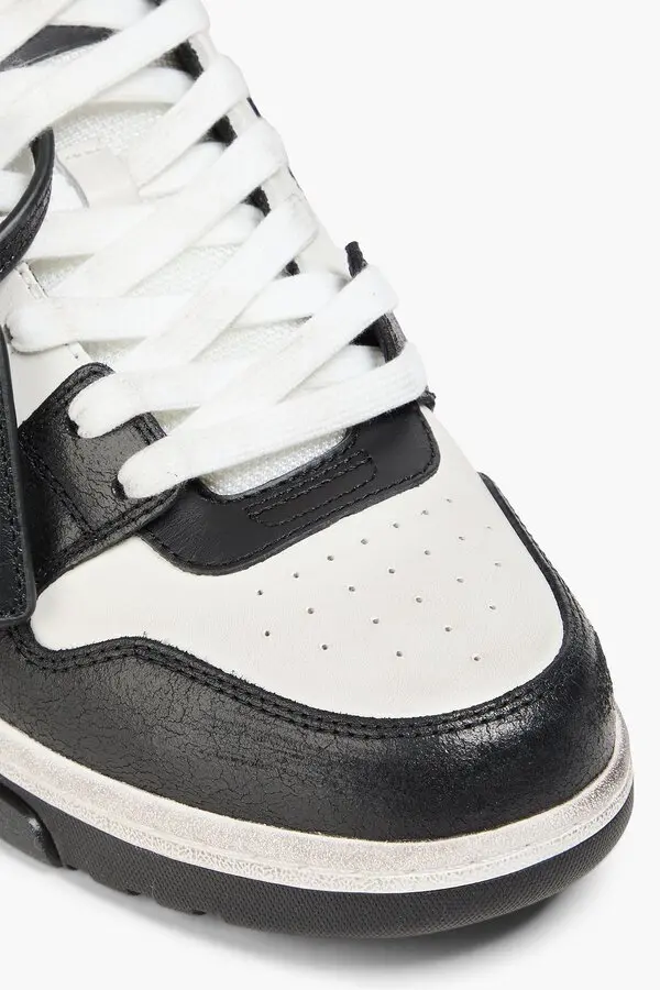 Off-White Out Of Office Distressed Leather Sneakers - Black