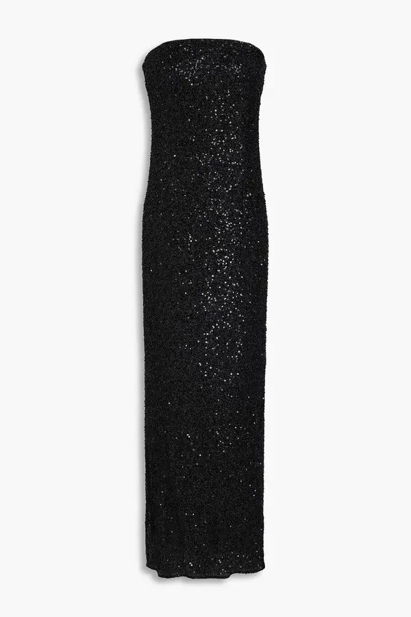 Simkhai Xyla Strapless Embellished Mesh Gown - Black