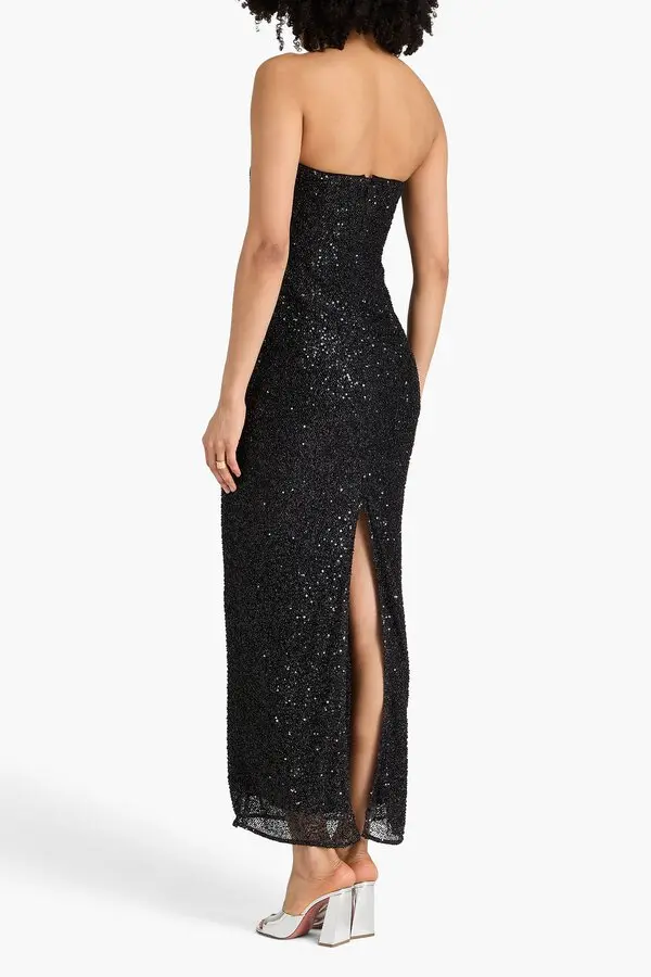Simkhai Xyla Strapless Embellished Mesh Gown - Black