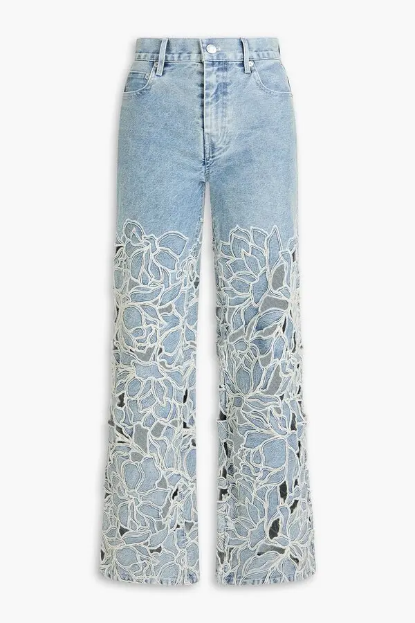 Simkhai Betty Embroidered Straight-leg Jeans