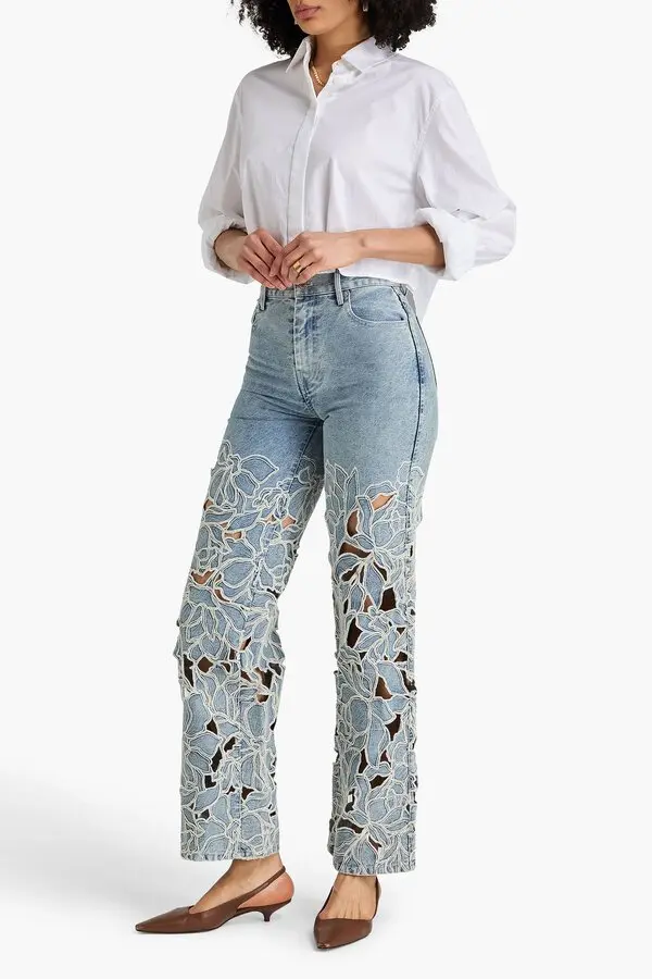 Simkhai Betty Embroidered Straight-leg Jeans