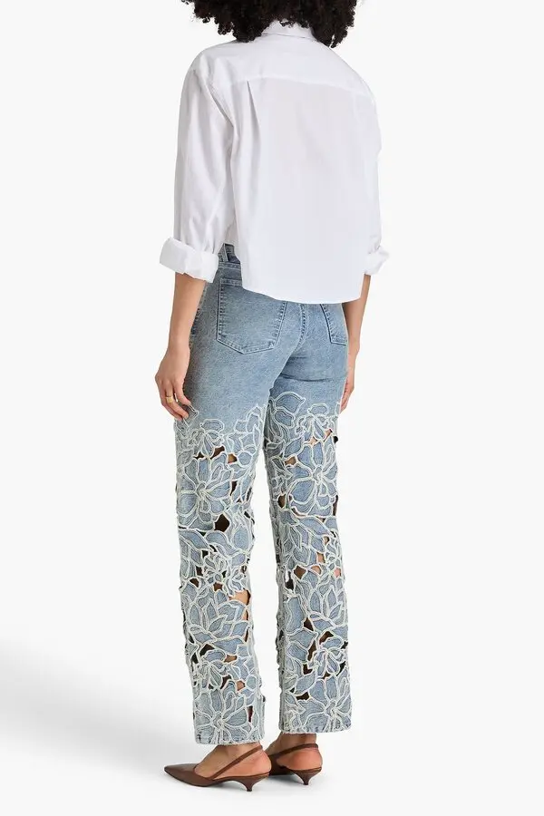Simkhai Betty Embroidered Straight-leg Jeans