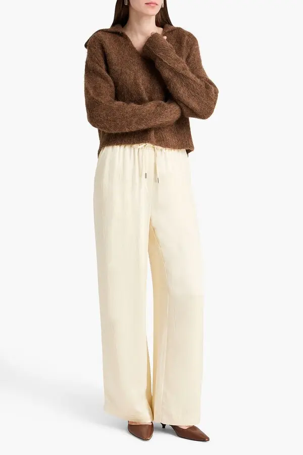 Simkhai Crinkled Satin Wide-leg Pants