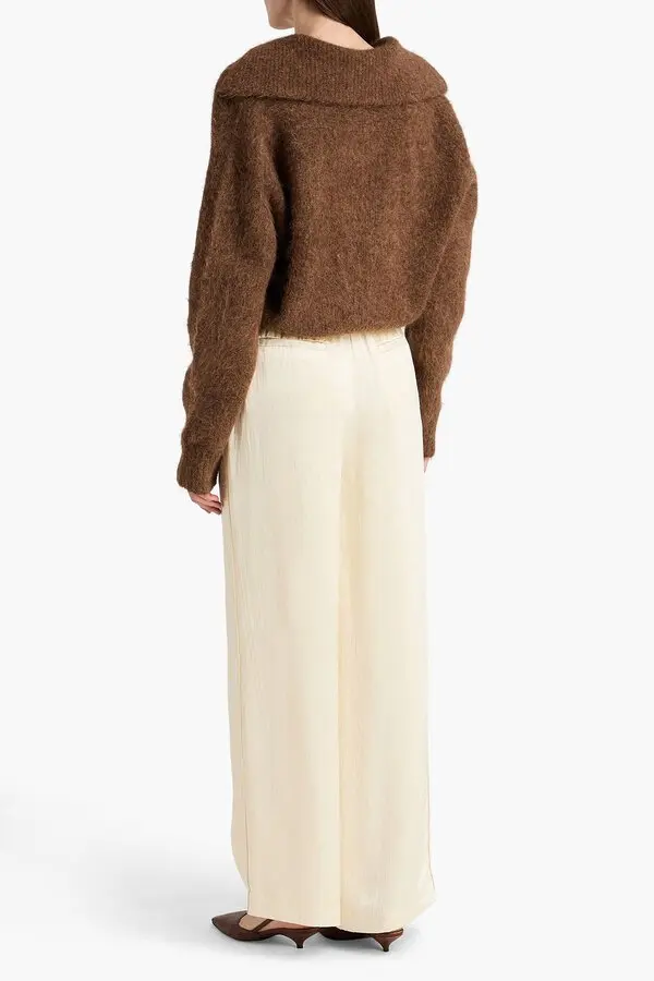 Simkhai Crinkled Satin Wide-leg Pants