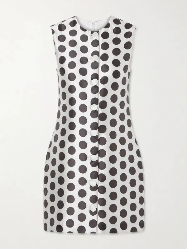 DESTREE Camille Polka-dot Satin Mini Dress - Black