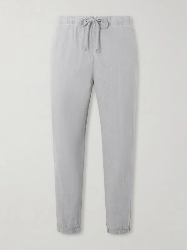 JAMES PERSE Straight-leg Linen-blend Canvas Trousers - Gray