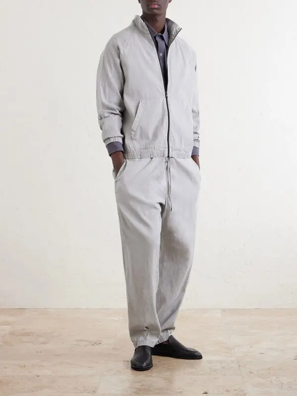 JAMES PERSE Straight-leg Linen-blend Drawstring Trousers