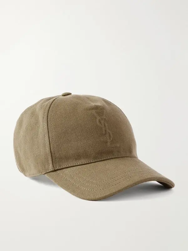 Saint Laurent Logo-debossed Cotton-twill Baseball Cap - Green