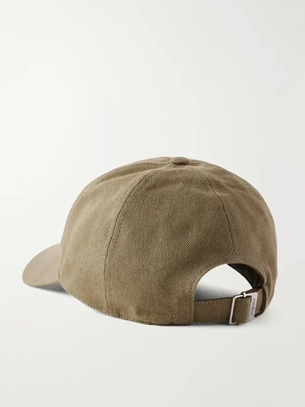 Saint Laurent Logo-debossed Cotton-twill Baseball Cap - Green