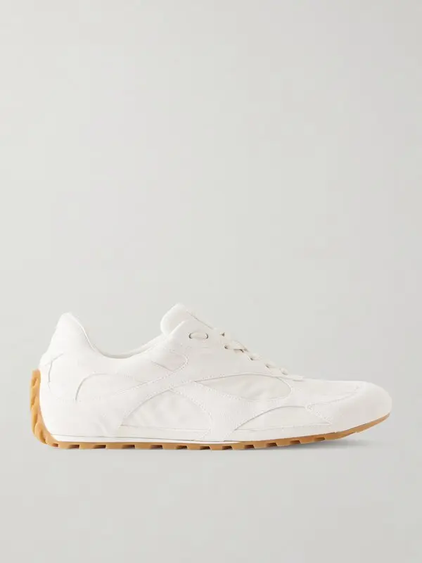Bottega Veneta Orbit Flash Suede And Leather-trimmed Shell Sneakers - White