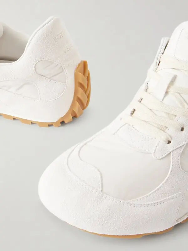 Bottega Veneta Orbit Flash Suede And Leather-trimmed Shell Sneakers - White