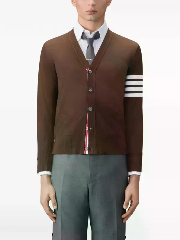 Thom Browne 4-bar V-neck Cardigan - Brown