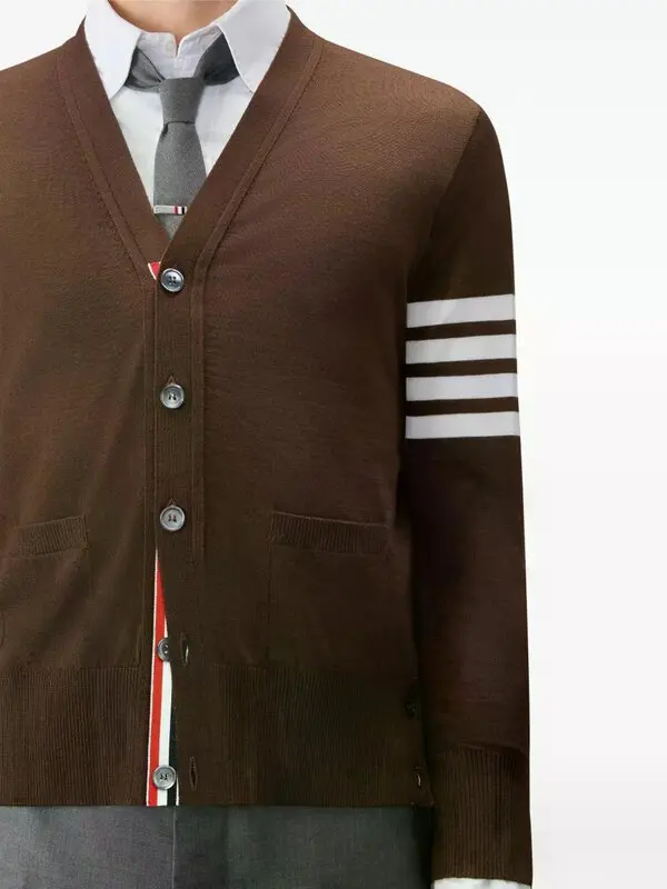 Thom Browne 4-bar V-neck Cardigan - Brown