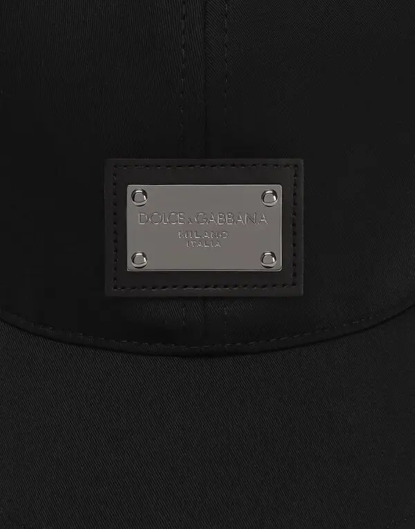 Dolce & Gabbana Cotton Baseball Cap With Logo Tag - Black