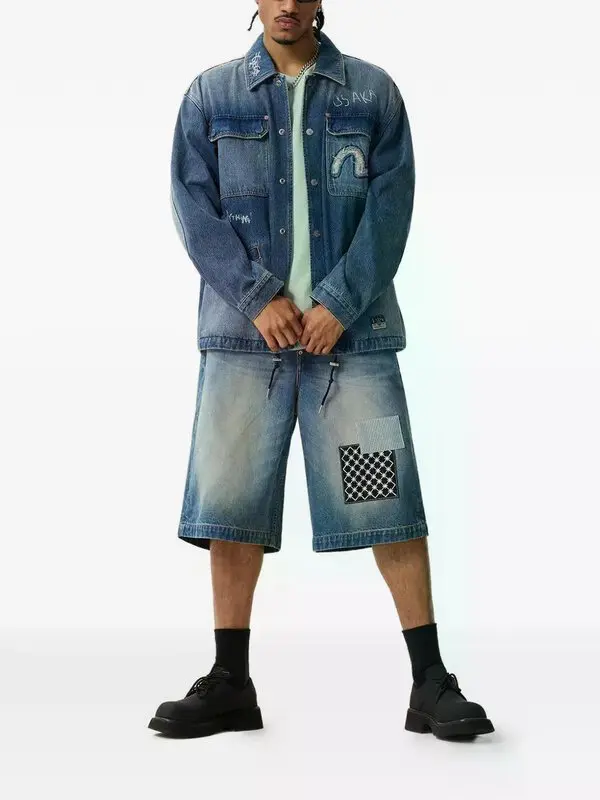 EVISU Sashiko-patch Denim Shorts