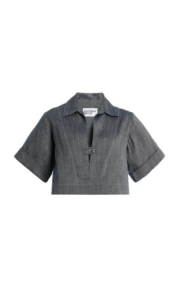 Matthew Bruch Linen-cotton Denim Popover Shirt