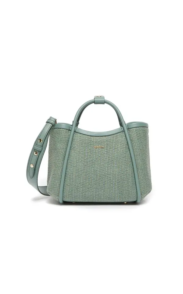 Max Mara Raffia-effect Cotton-blend Basketweave Marine Mini Bag - Green
