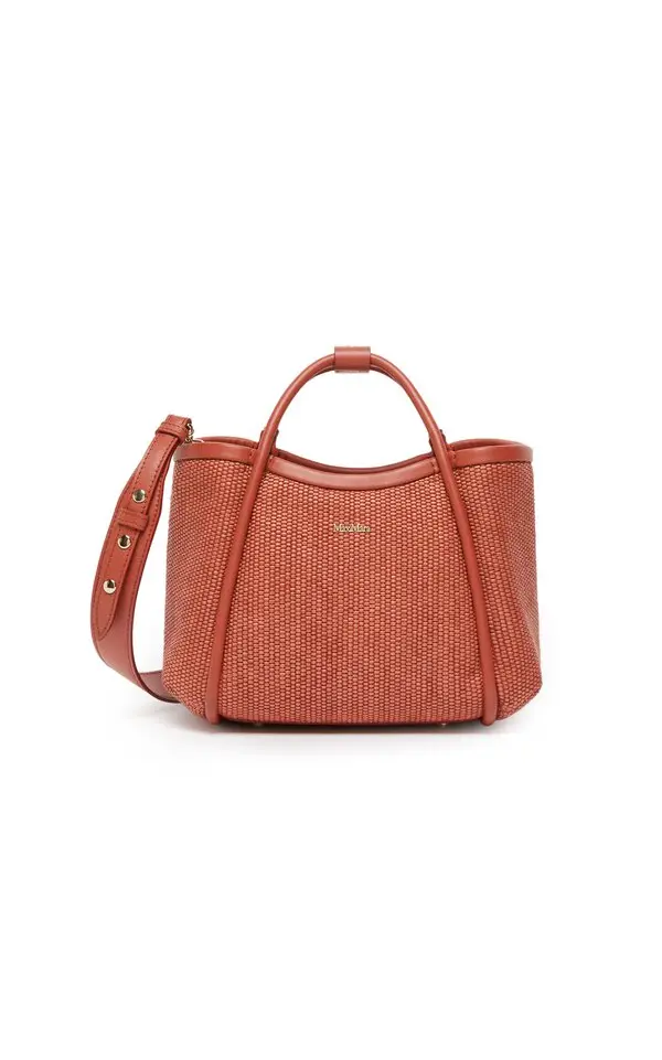 Max Mara Raffia-effect Cotton-blend Basketweave Marine Mini Bag - Orange