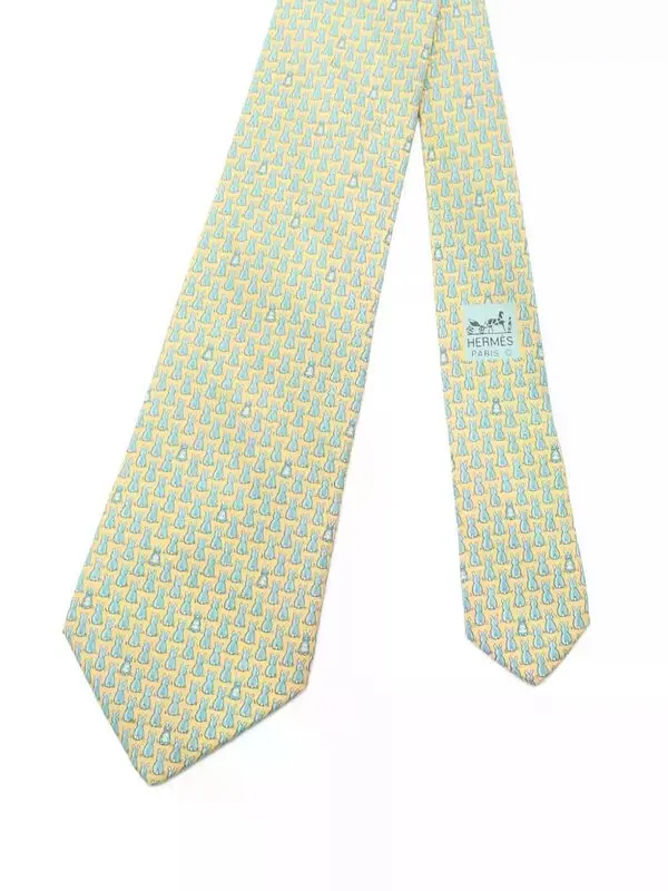 Hermès 2010s Rabbit Pattern Neck Tie - Yellow