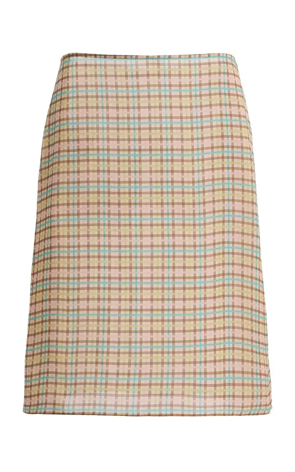 SIEDRES Colette Checked Georgette Midi Skirt