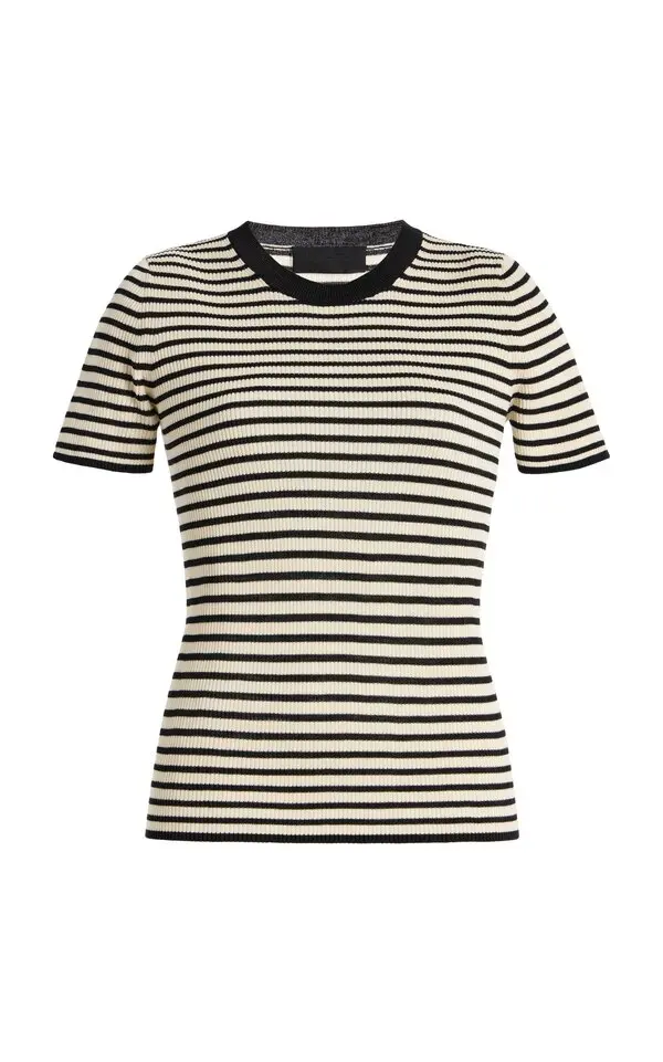 NILI LOTAN Hettie Silk Ribbed T-shirt - Stripe