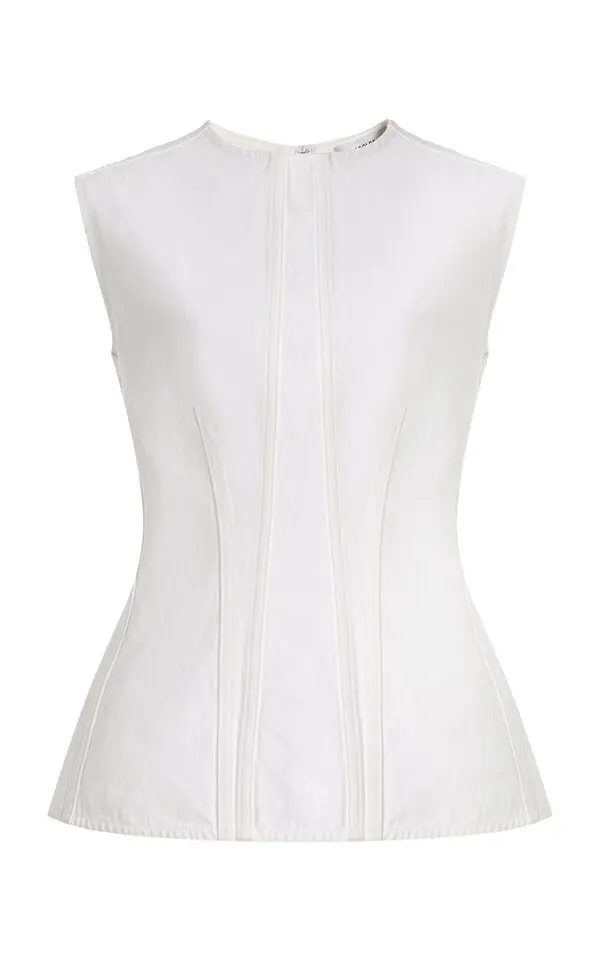 AGOLDE Corbin Sleeveless Denim Top With Peplum Hem - White