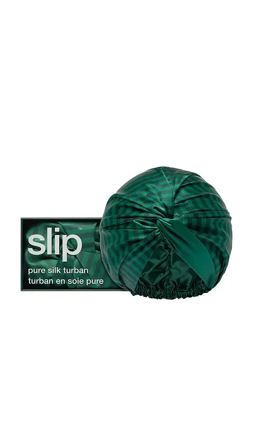 Slip Striped Pure Silk Turban - Green