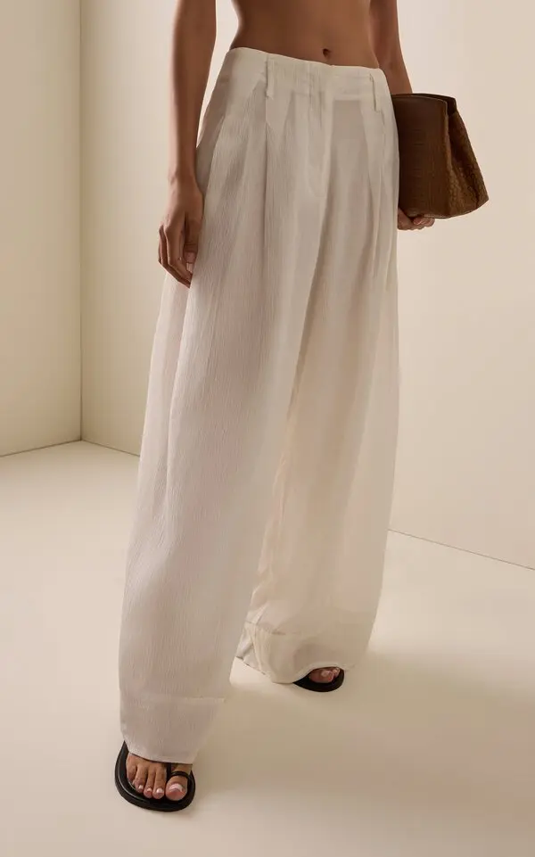 ALL THAT REMAINS Lennon Silk-cotton Wide-leg Pants - White