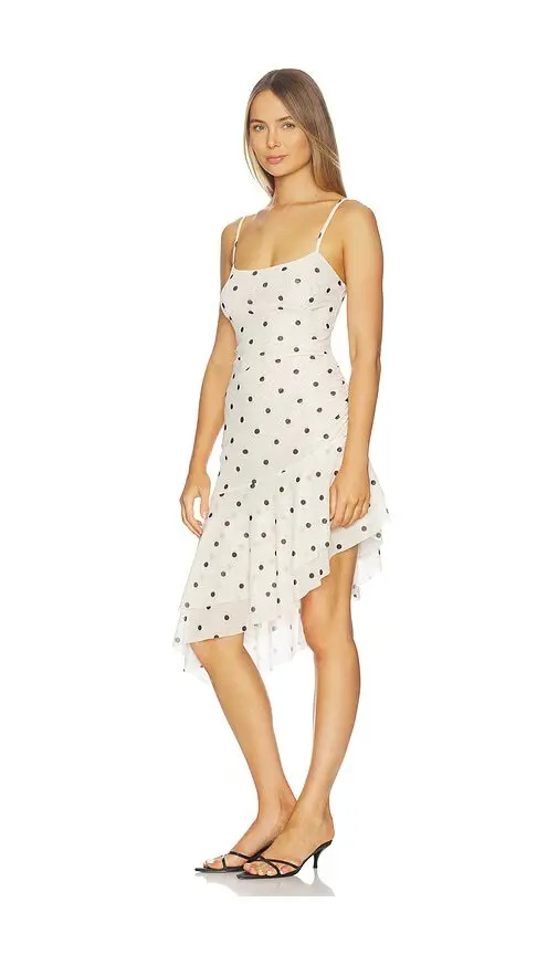 WITH HARPER LU Asymmetrical Frill Midi Dress