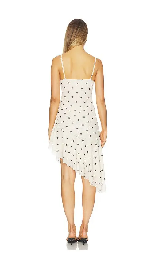 WITH HARPER LU Asymmetrical Frill Midi Dress