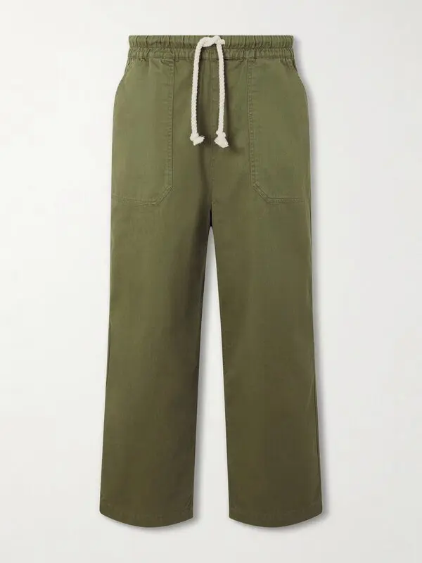 Officine Générale Ferry Wide-leg Cotton-twill Shorts - Green