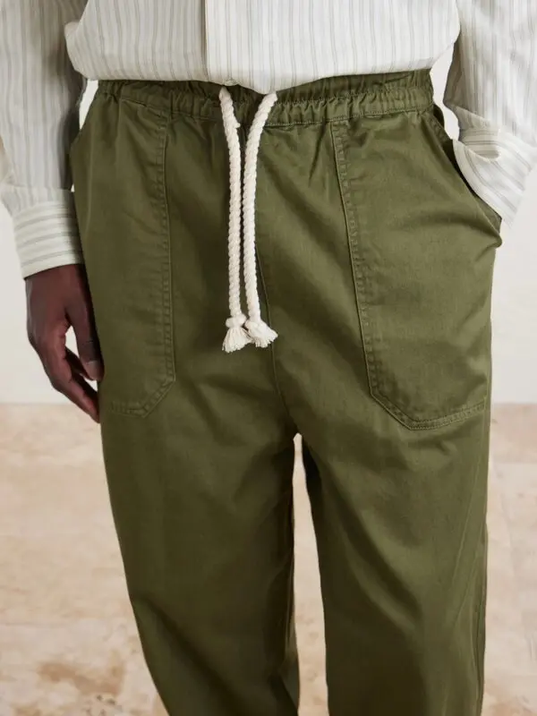 Officine Générale Ferry Wide-leg Cotton-twill Shorts - Green