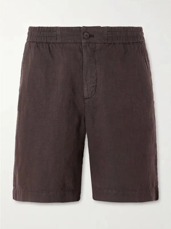 Mr P. Straight-leg Linen Shorts - Brown