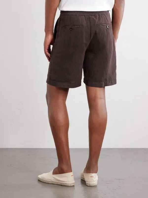 Mr P. Straight-leg Linen Shorts - Brown