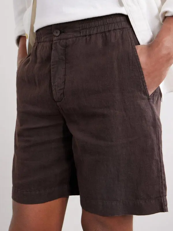 Mr P. Straight-leg Linen Shorts - Brown