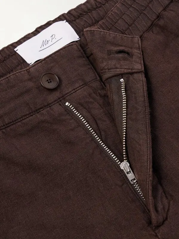 Mr P. Straight-leg Linen Shorts - Brown