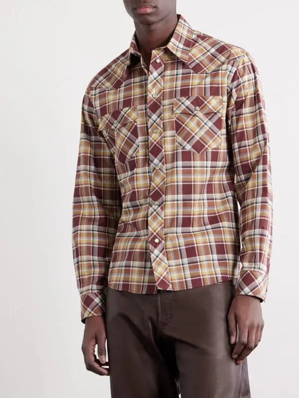 Versace Checked Cotton Shirt - Brown