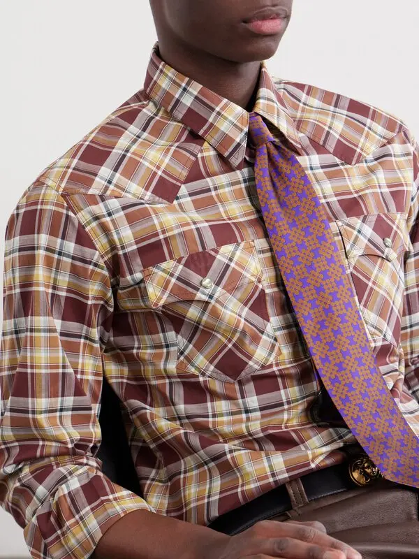 Versace Checked Cotton Shirt - Brown