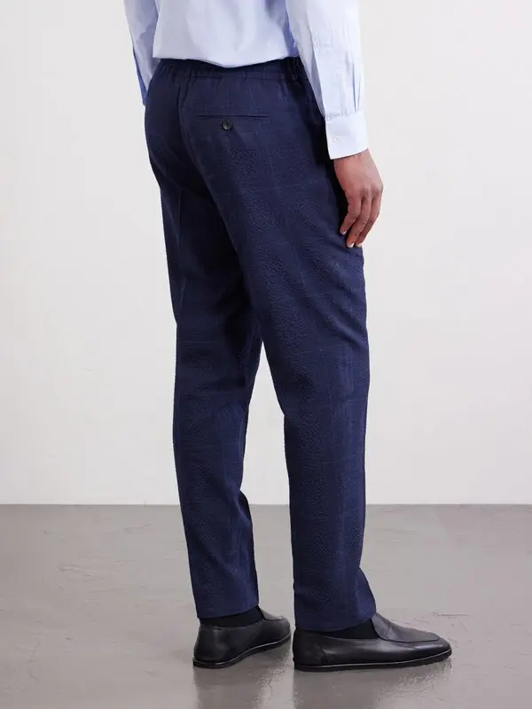 Mr P. Slim-fit Checked Wool-blend Trousers