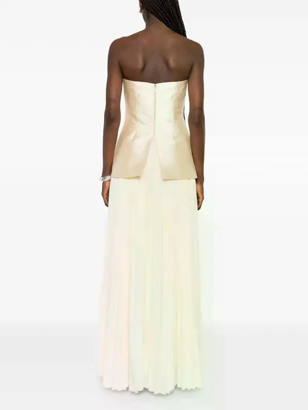 Solace London Claudette Strapless Pleated Skirt Gown - Yellow