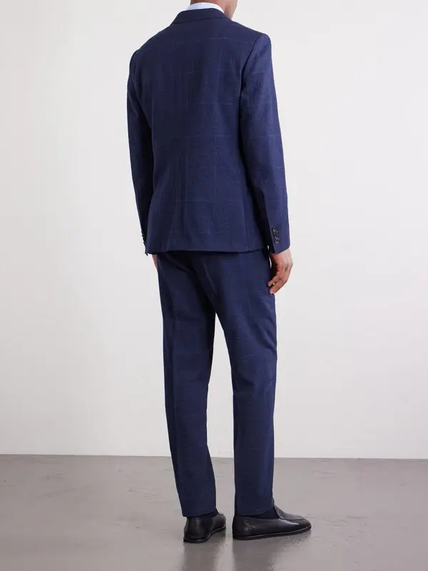 Mr P. Double-breasted Checked Wool-blend Suit Jacket