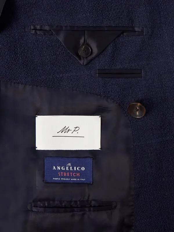 Mr P. Double-breasted Checked Wool-blend Suit Jacket