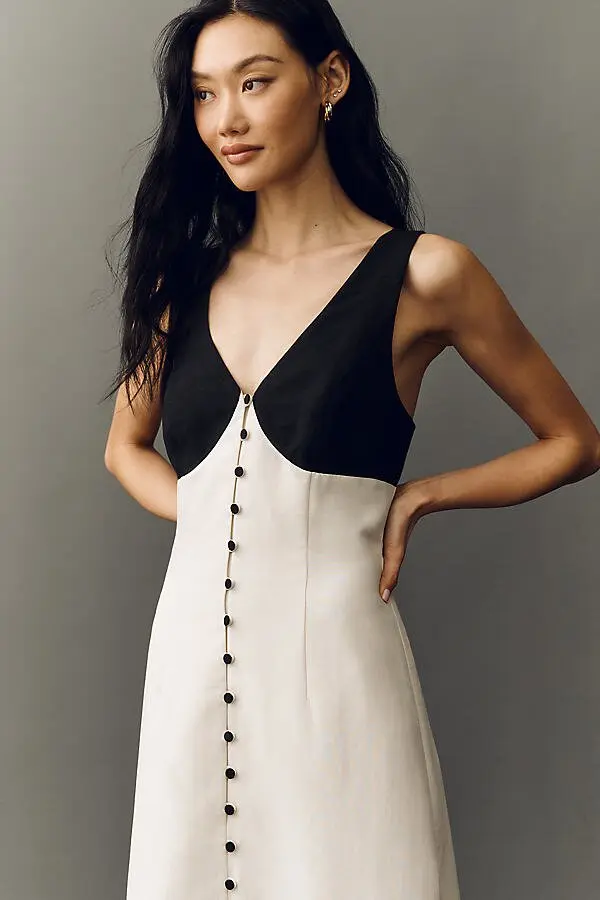 MARE MARE Len V-neck Button-front Maxi Dress