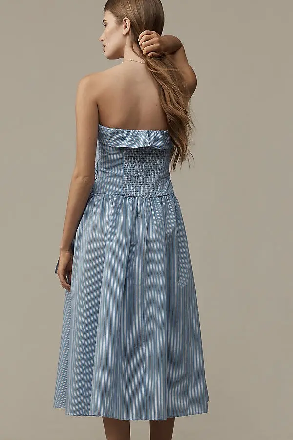 MARE MARE Strapless Shirting Midi Dress