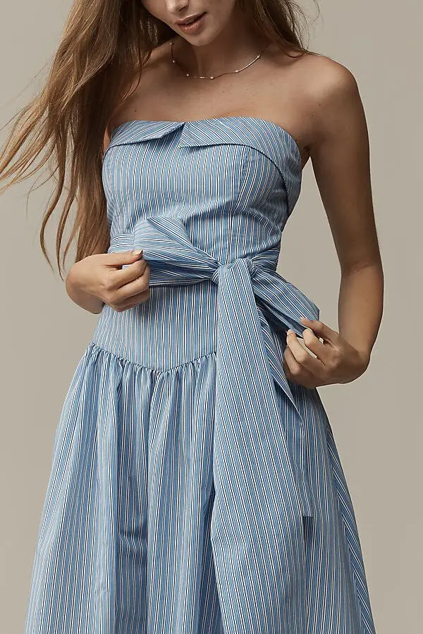 MARE MARE Strapless Shirting Midi Dress