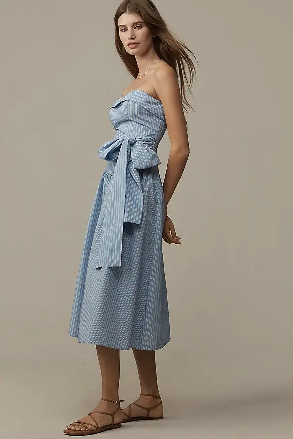 MARE MARE Strapless Shirting Midi Dress