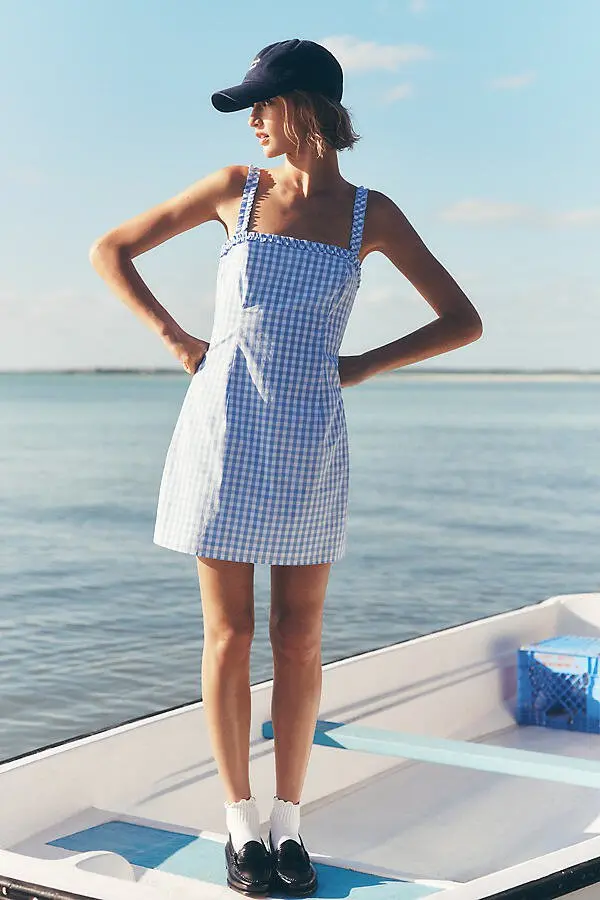 MARE MARE Gingham Square-neck Mini Dress